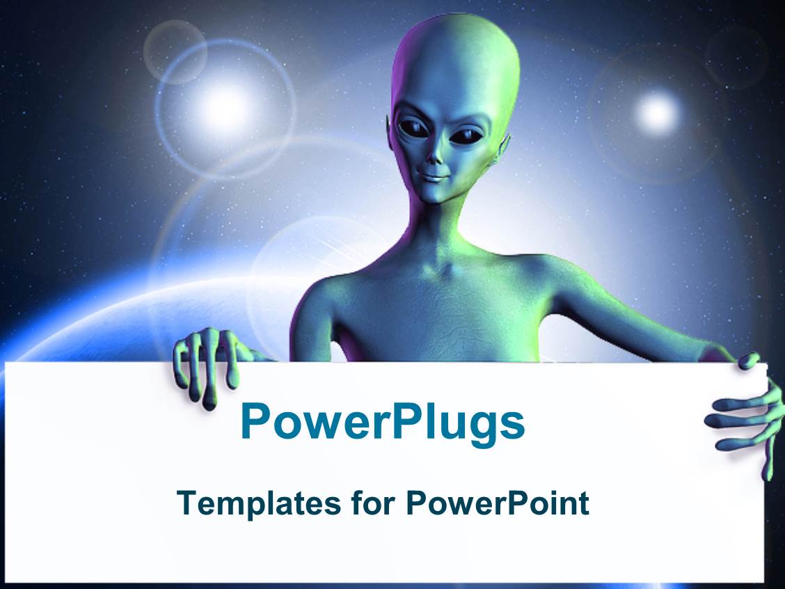 PowerPoint Template: an alien in front with space like intense ...