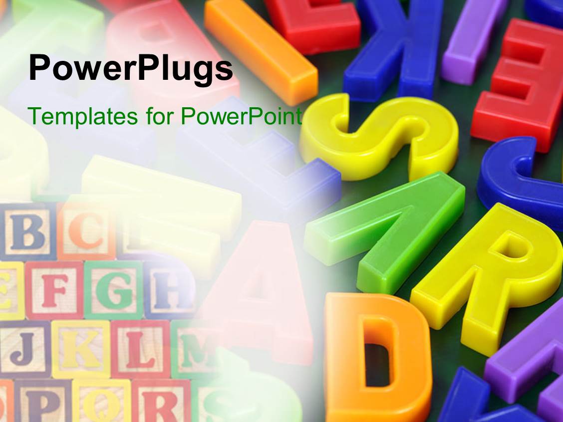 PowerPoint Template: a number of colorful alphabets with place for text ...