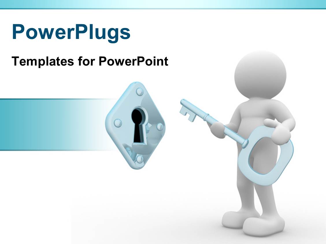 PowerPoint Template: a person with a key unlocking a lock (18116) PowerPoint Template: a person with a key unlocking a lock (18116)
